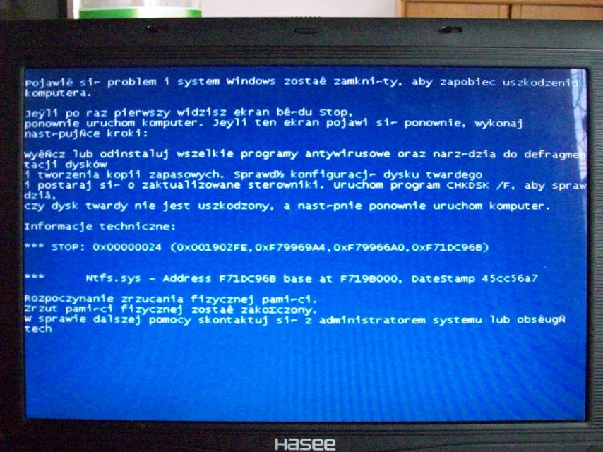 Windows XP i często pojawiący się BSOD 0x00000024 - elektroda.pl