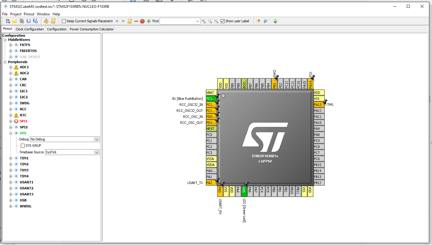 STM32F103RB (nucleo) - Error opening target connection w STM Studio