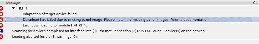 [Rozwiązano] Download has failed due to missing panel image TIA KTP400 basic