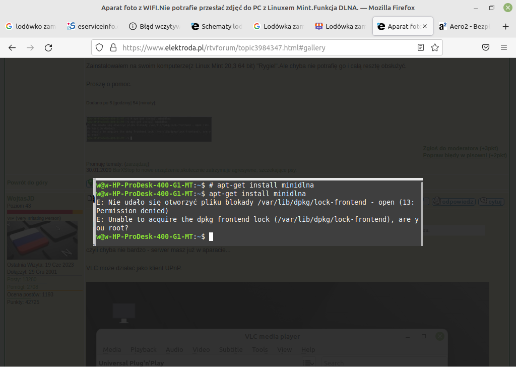 Aparat foto z WIFI. Nie potrafie przesłać zdjęć do PC z Linuxem Mint ...