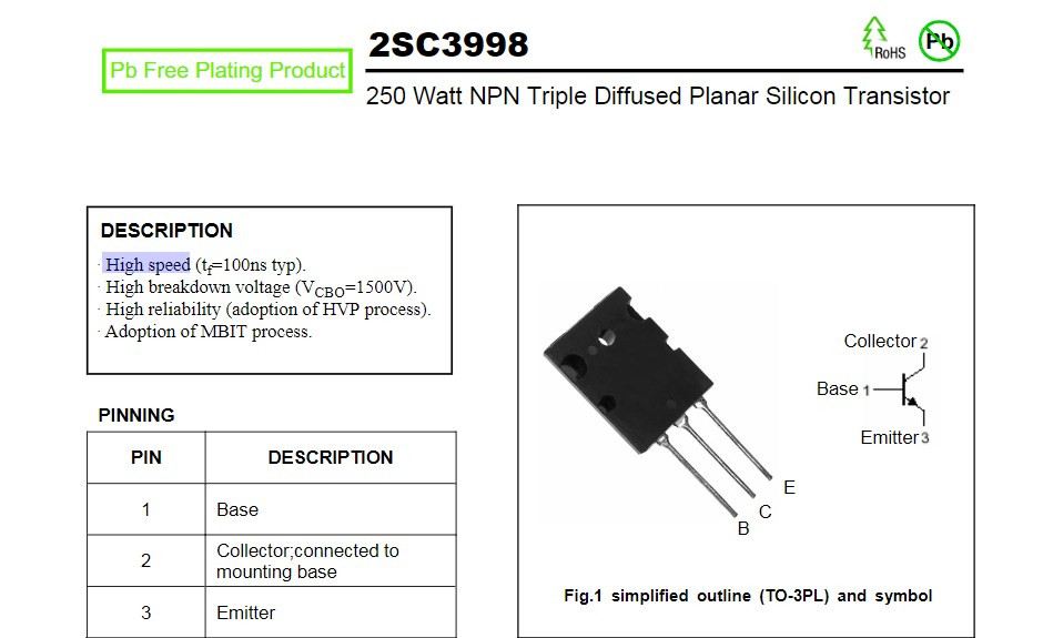 [Rozwiązano] Tranzystor C3998: Jakie pasmo częstotliwościowe ma ten ...
