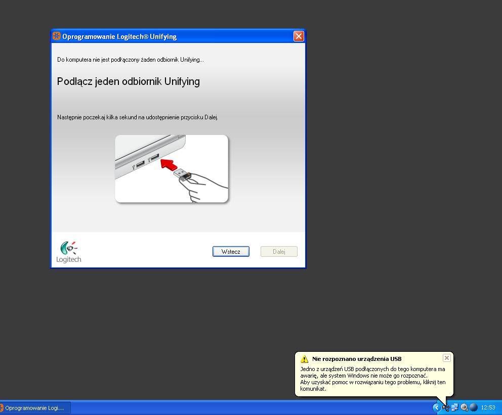 Myszka logitech rx650 nie działa po instalacji systemu