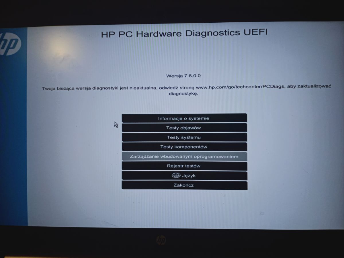 Aktualizacja HP PC Hardware Diagnostic - laptop HP się wyłącza