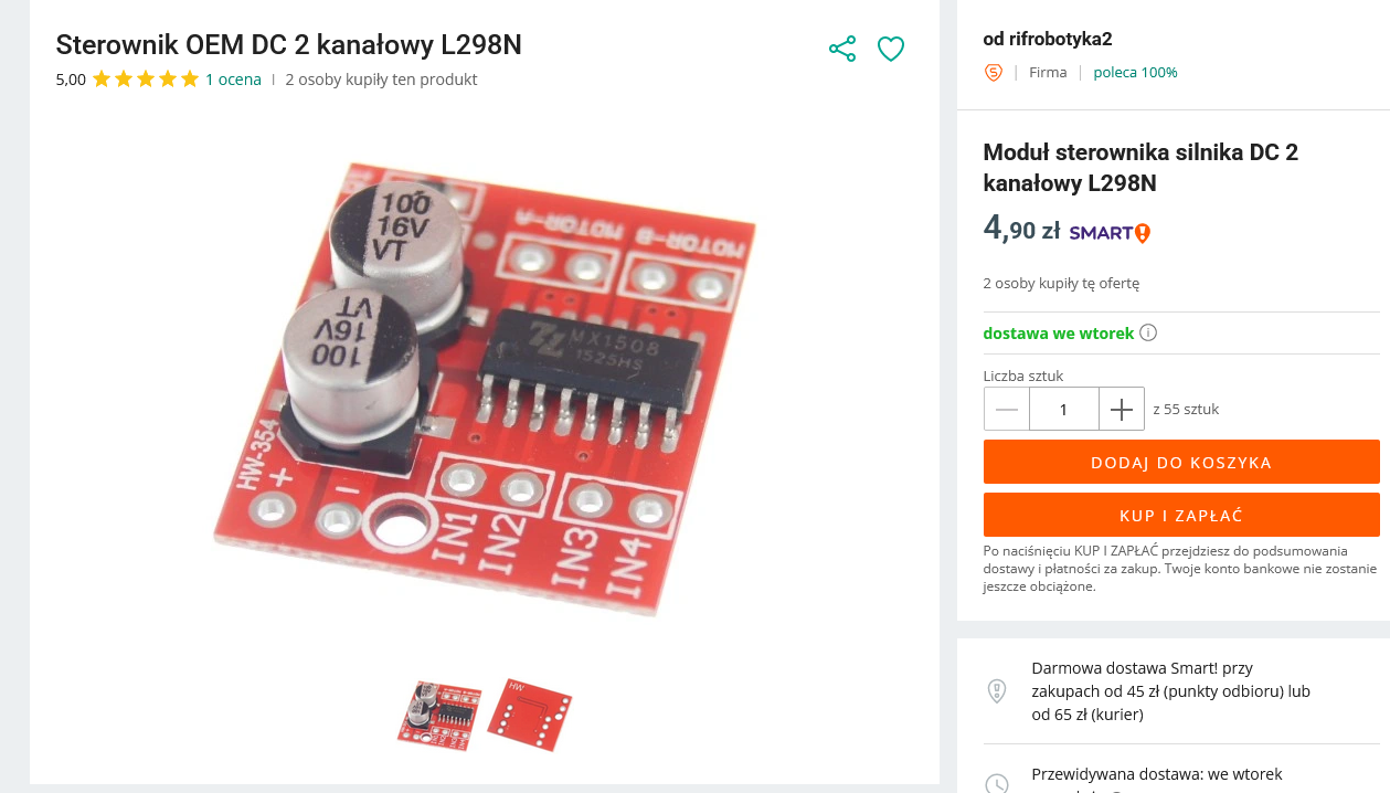 Zabawka RC - Uszkodzony dwukanałowy układ sterownika silnika DC ...