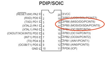 [at2313] AT2313 SPI - Brak sygnału na MOSI, poprawność kodu C?