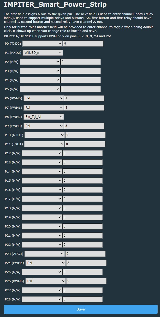 [BK7231T / WB3] Inteligentna listwa zasilająca IMPITER WiFi UE
