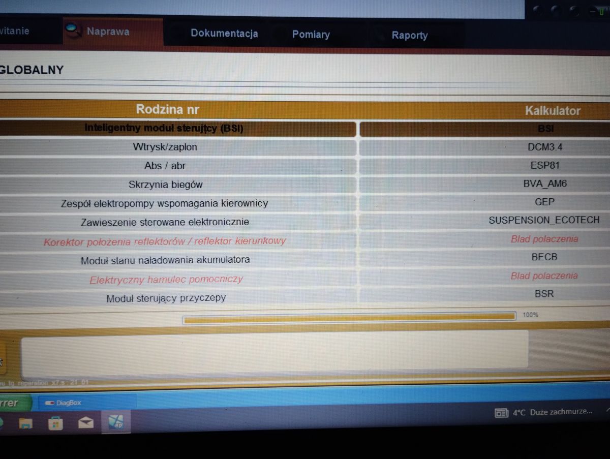 Citroen C5 X7 2009 2.0 HDi - brak połączenia z hamulcem elektrycznym po ...