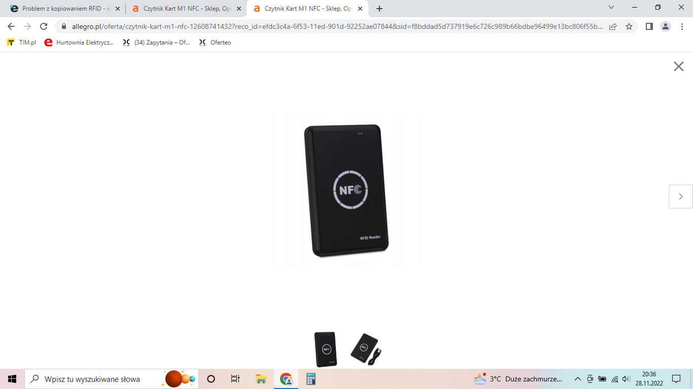 Jak sklonować kartę za pomocą czytnika RFID? Problem z błędem; NFC Copy ...