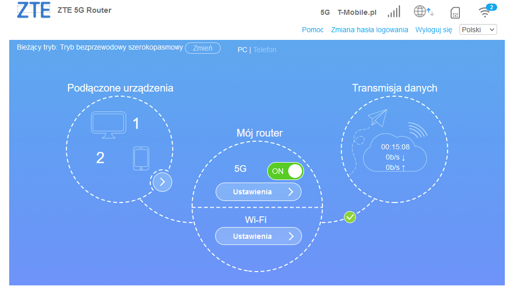 ZTE MC801A 5G - brak wyświetlania połączenia z siecią po zmianie SIM