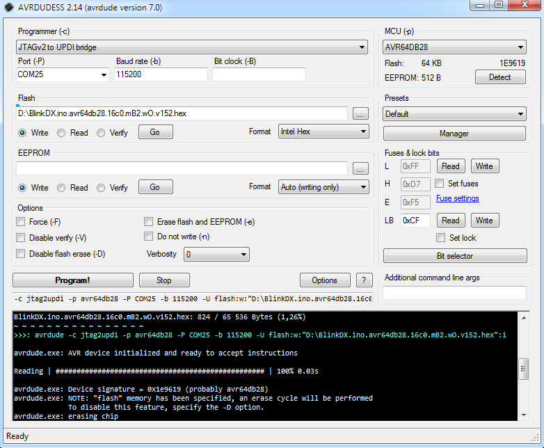Błąd UPDI w ATtiny212 z Arduino Uno: avrdude, RSP_NO_TARGET_POWER