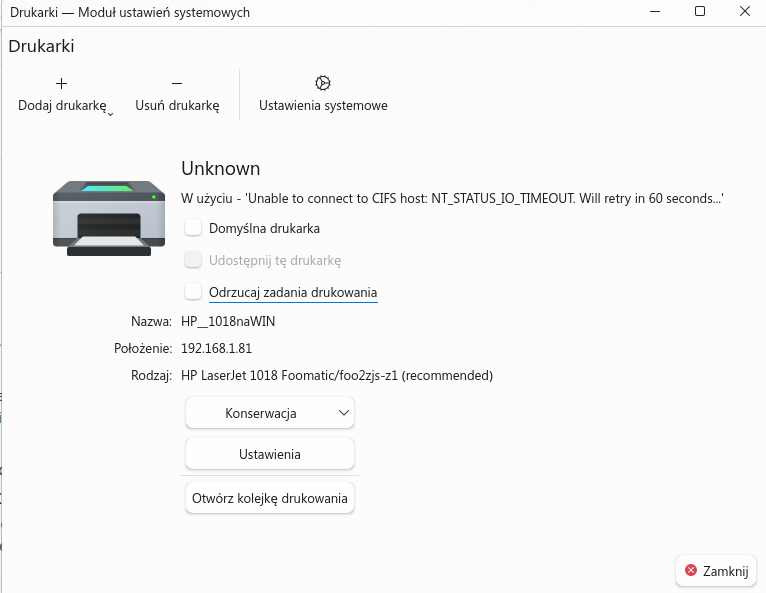 Proszę o pomoc w zainstalowaniu drukarki sieciowej w Linuxie.