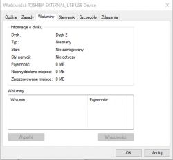 Tykający dysk TOSHIBA CANVIO BASICS 1TB nie wykrywany przez komputery