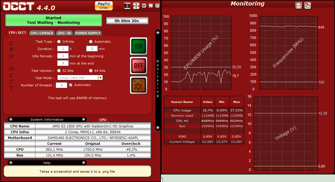 AMD E2-1800 - jak zwiększyć wykorzystanie CPU powyżej 50%?