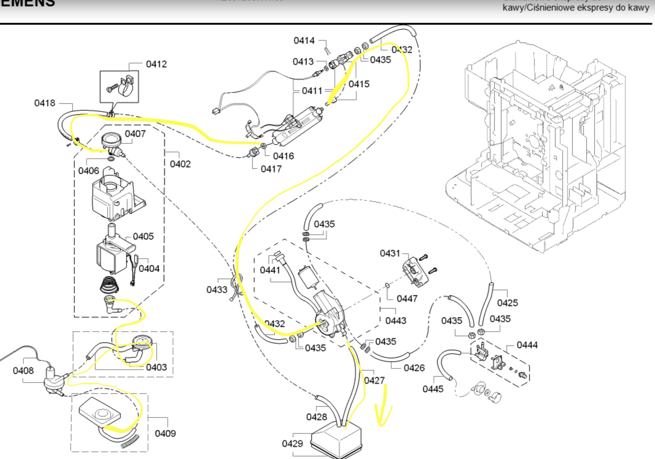 Siemens EQ.6 plus S700 TE657319RW - woda pod expresem