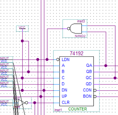 Jak zaprojektować licznik 74192 zliczający od 9 do 5?