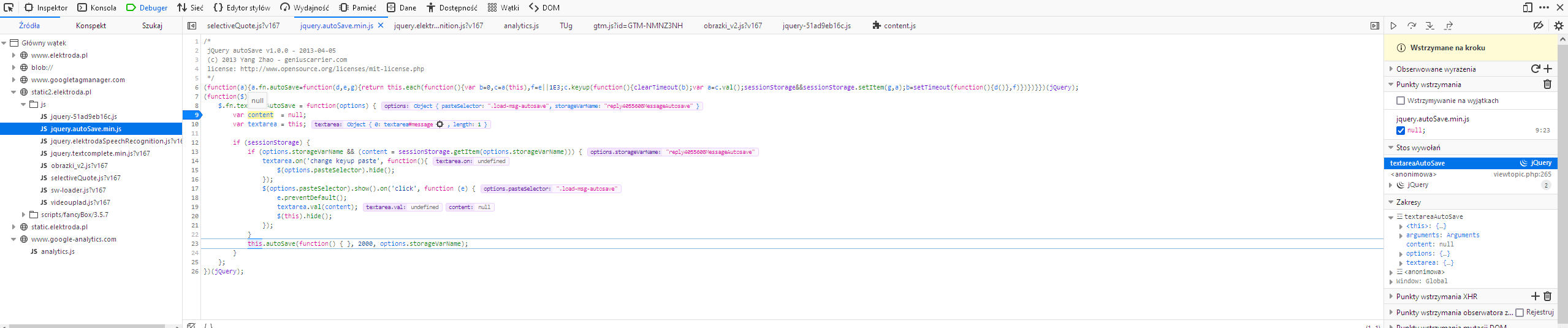 Debugowanie JavaScript w przeglądarce - jak ustawić breakpointy?