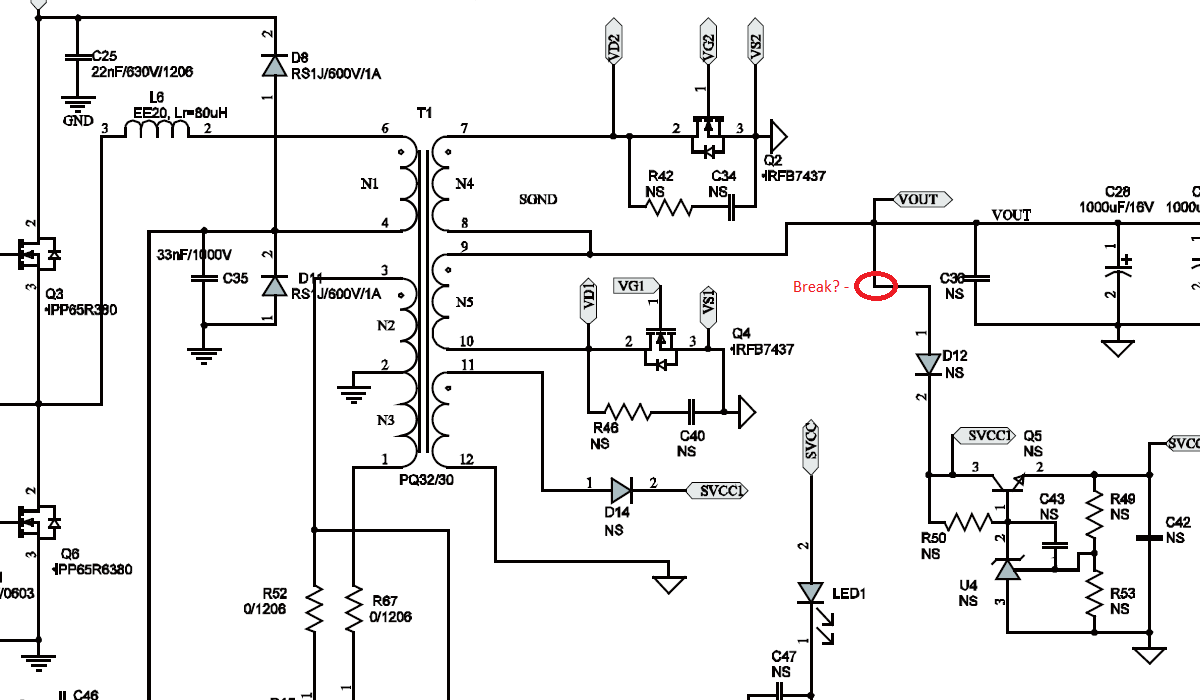 What SMD component was on burned trace between FET and diode in Cisco ...