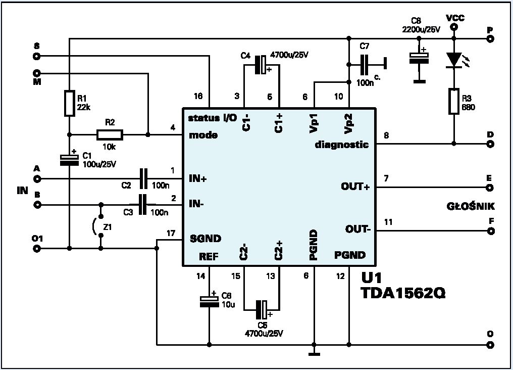 Wzmacniacz TDA1562Q - buczenie w głośniku po zmianie kondensatora C6
