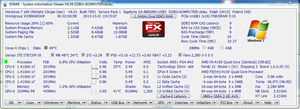 AMD FX(tm)Quad-core processor - wyłączony 4 rdzeń procesora