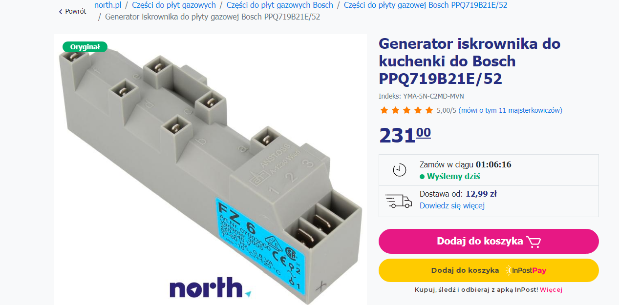 Bosch PPQ719B21E Zapalnik piezoelektryczny w płycie gazowej jak naprawić?