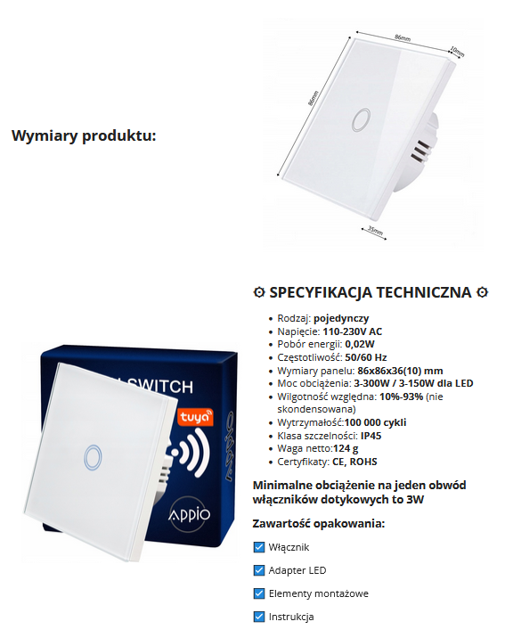 Zmiana firmware ESP8266 dla smart włącznika światła Appio 1 Gang Switch ...