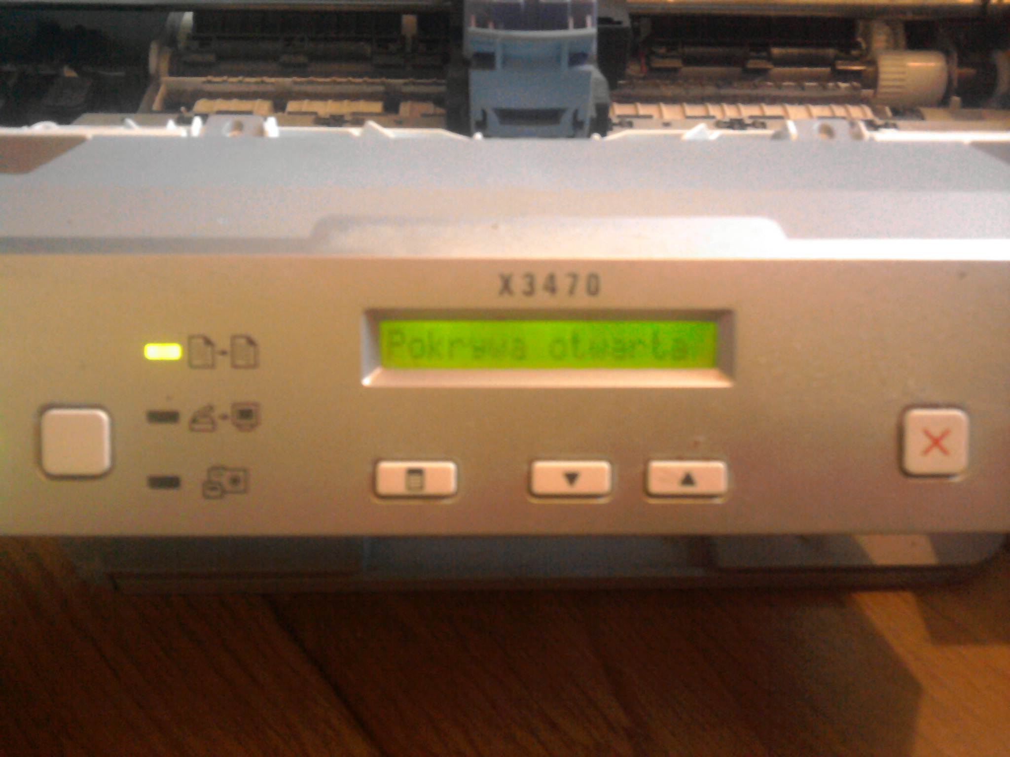 LEXMARK X3470 - Lokalizacja czujnika zamknięcia pokrywy po wymianie tuszu