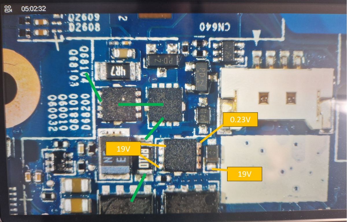 HP EliteBook 850 G5 - brak reakcji, niski poziom ACOK na ISL9538h pin 24