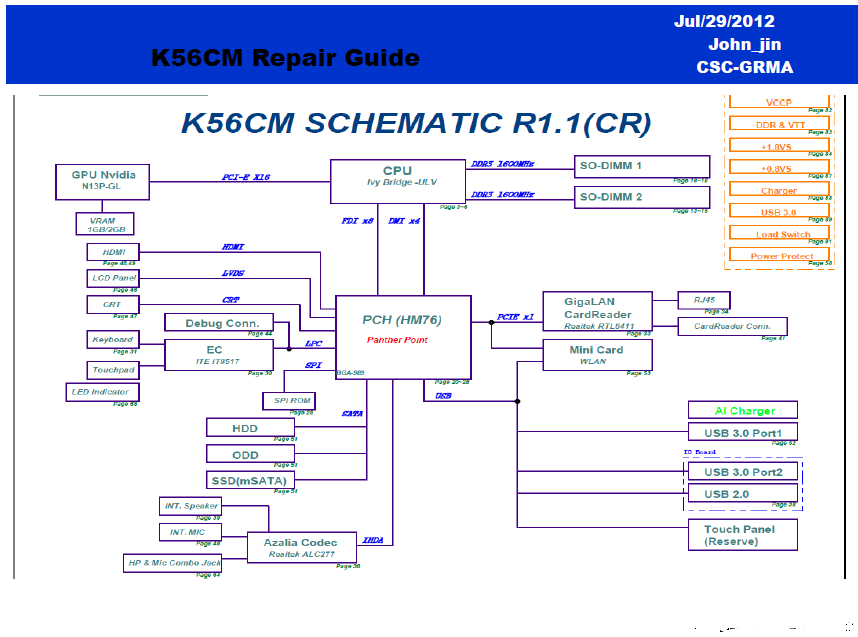Asus K56CB - brak audio, USB i ładowania baterii, płyta główna K56CM ...