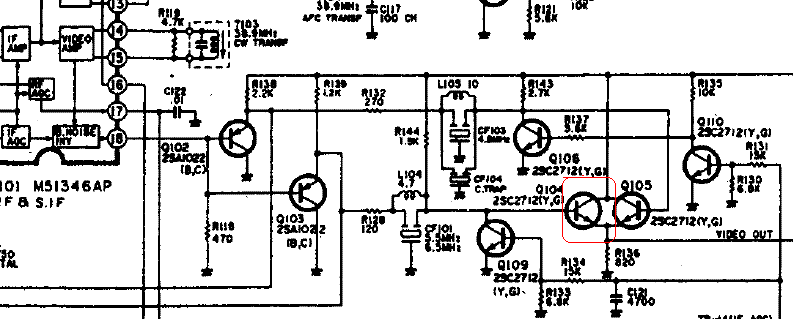 JVC C210EE - identyfikacja tranzystora SMD Q104 w module IF