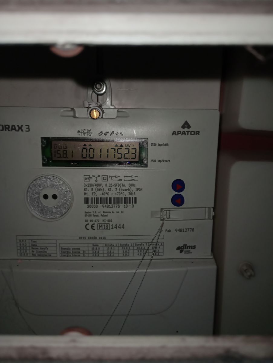 Licznik energii elektrycznej Norax 3: Brak kodu 1.7.0 zużycie chwilowe ...