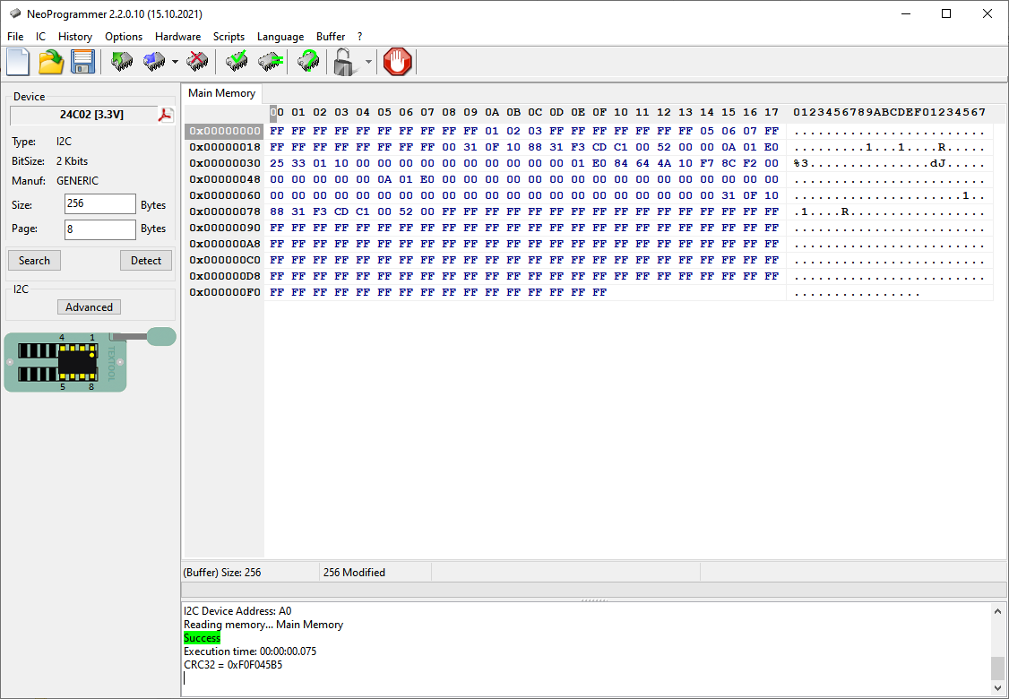 [Rozwiązano] Jak odczytać zawartość Atmel 24c02n za pomocą programatora CH341