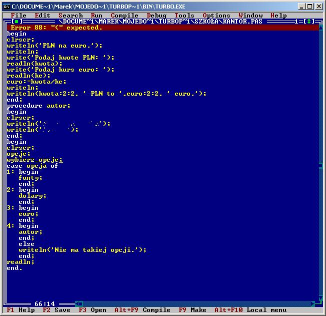 Jak przerobić program w Pascalu na procedury, funkcje i moduł .tpu?