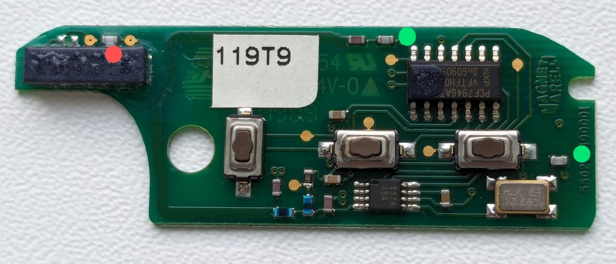Fiat Grande Punto - pilot nie działa, brak sygnału 433MHz, PCF7946AT pinout
