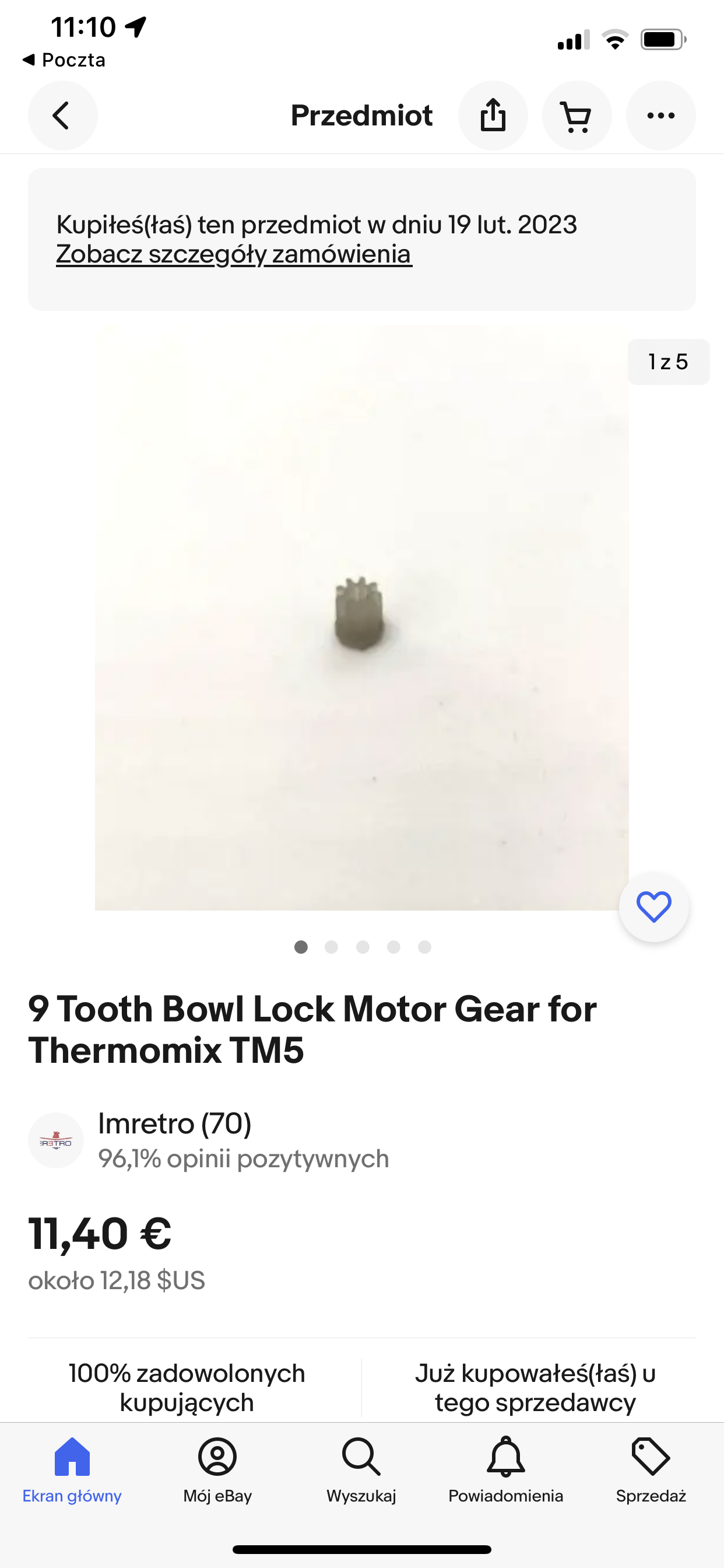 Thermomix TM5 - Dobór zębatki do silniczka siłownika zamykania pokrywy ...