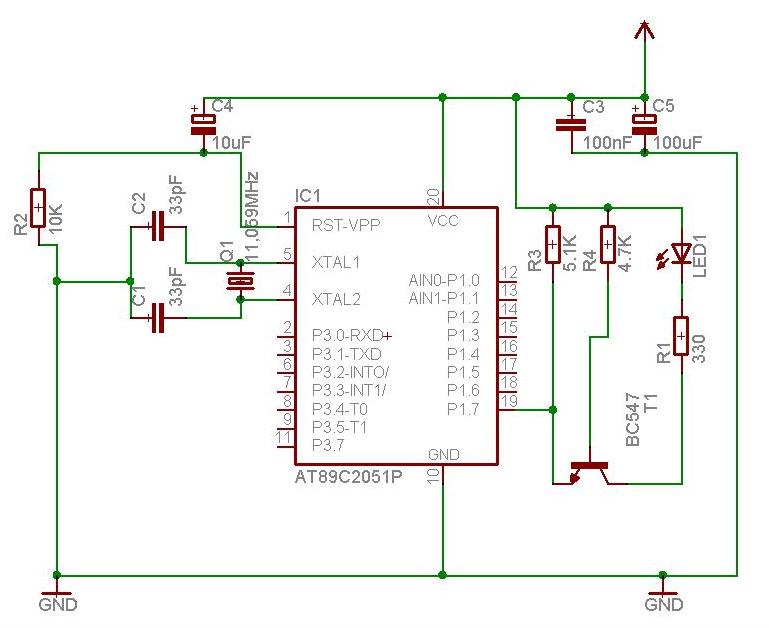 AT89C2051 - LED nie miga, mimo poprawnej symulacji w Bascom - 2