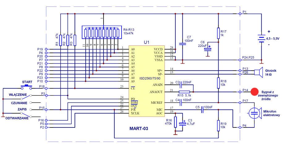Czy po dotknięciu PIN-u 'plusem' zasilania 12 V/DC układ ISD2560 będzie ...