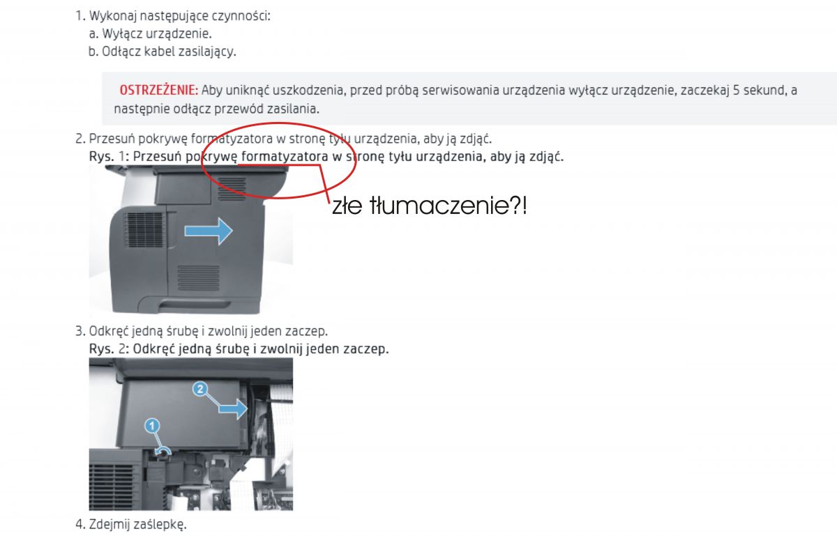 HP M521 nie ładuje menu, LCD ciemny, a na dole w rogu migaja dwa wskaźniki