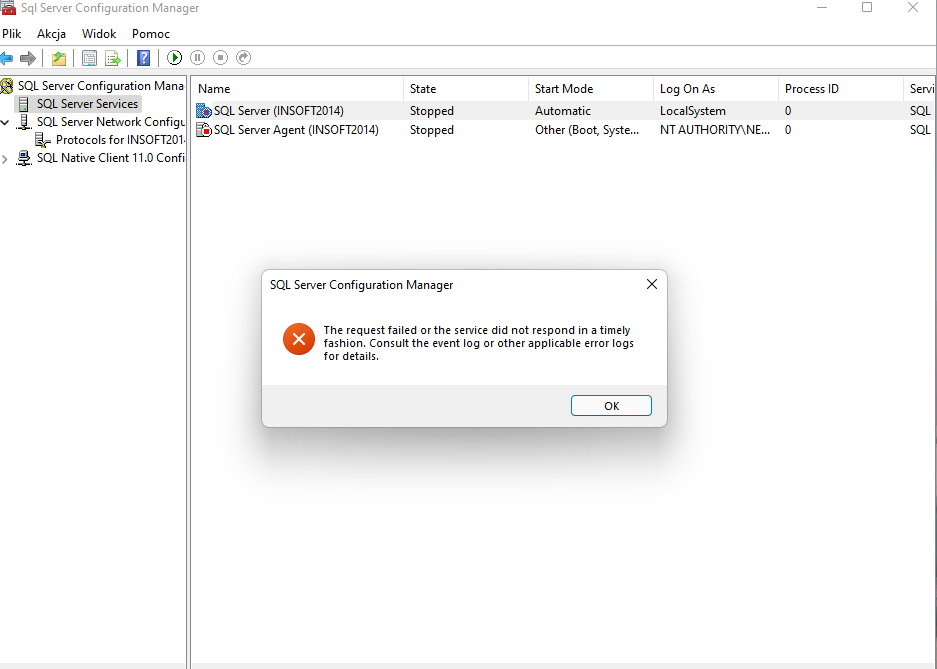 Insoft PC-POS - Wersja demo, przestarzałe hasło do serwera bazy danych