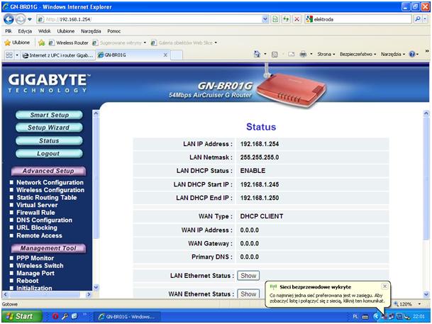 Internet z UPC i router Gigabyte GN-BR01G jak to skonfigurować?