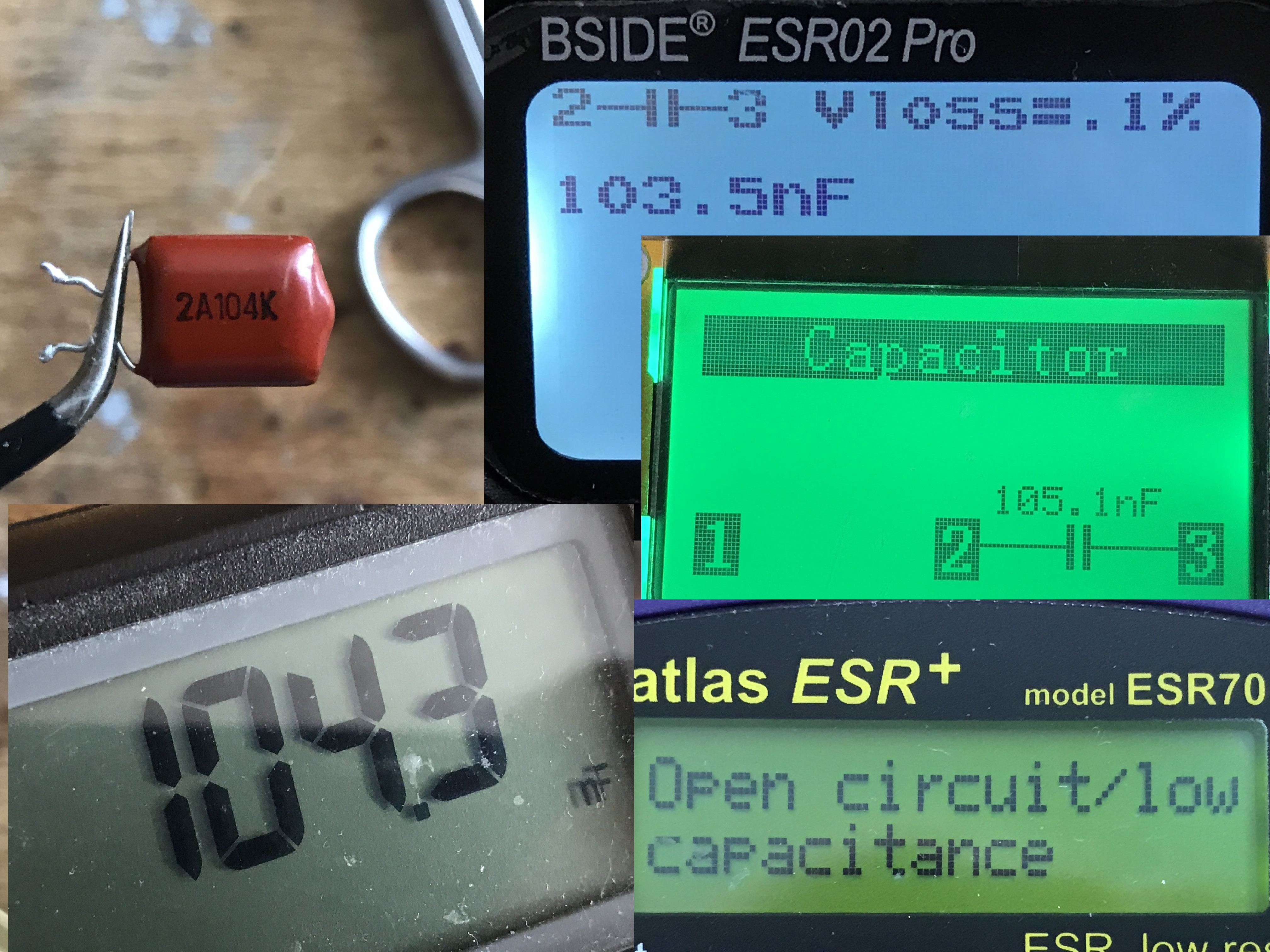 BSIDE ESR02 Pro tester, comparison of measurements with ESR70 and LCR-T4
