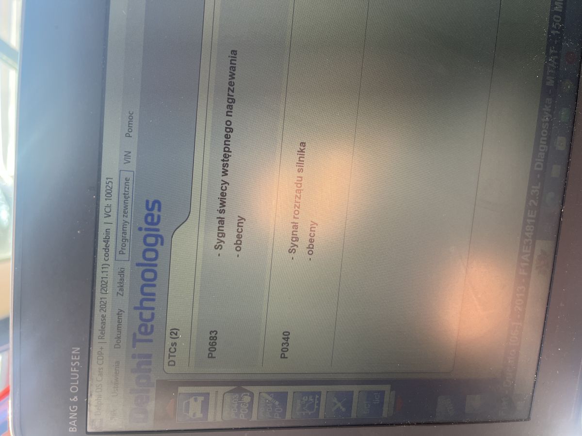 Fiat Ducato 2.3 130KM - Błędy P0683 i P0340, nie odpala po dłuższym postoju