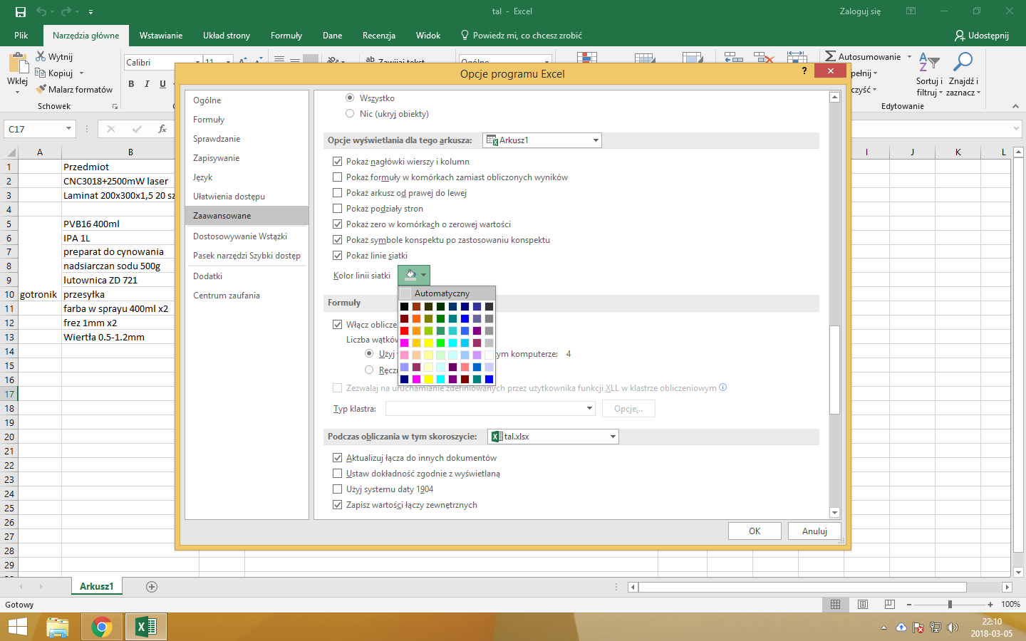 [Rozwiązano] [Excel] Jak zmodyfikować kolor zielonej ramki wybranej ...