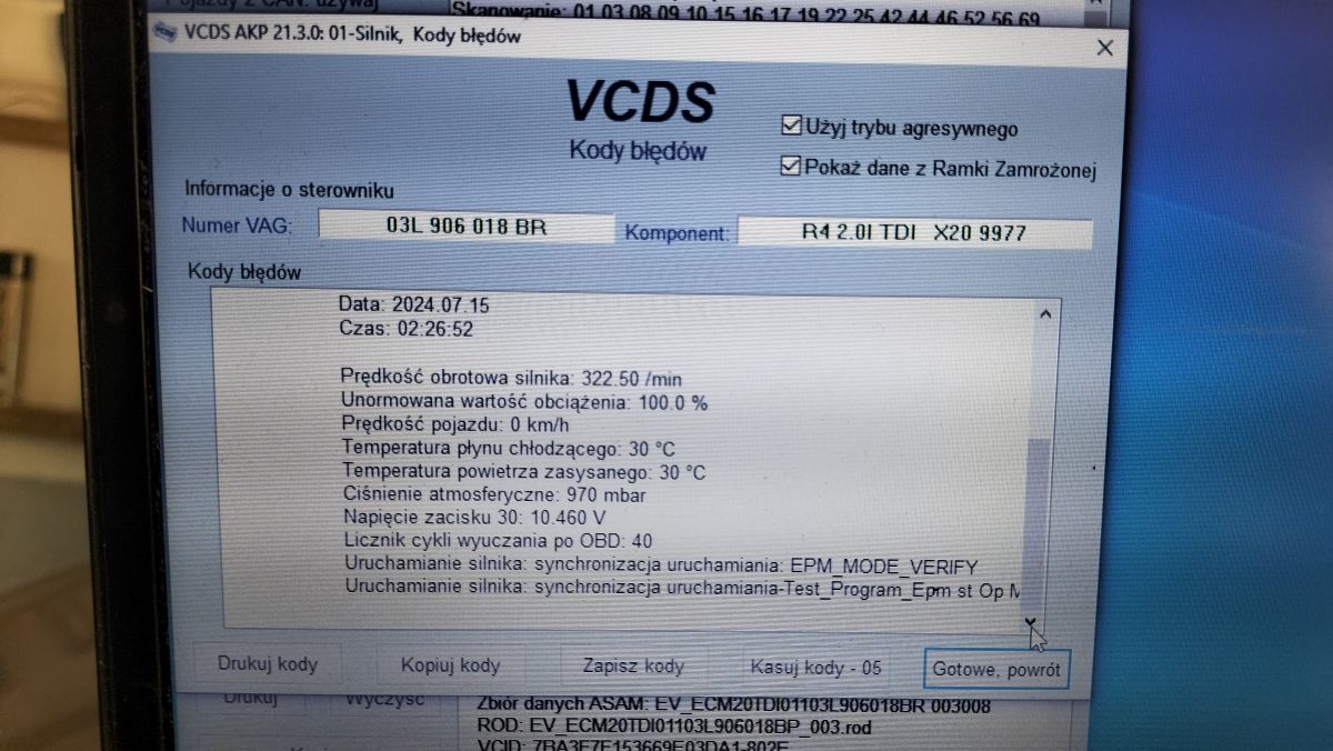 Błąd P001600 silnik po remoncie 2.0 tdi cr CFHC skoda yeti