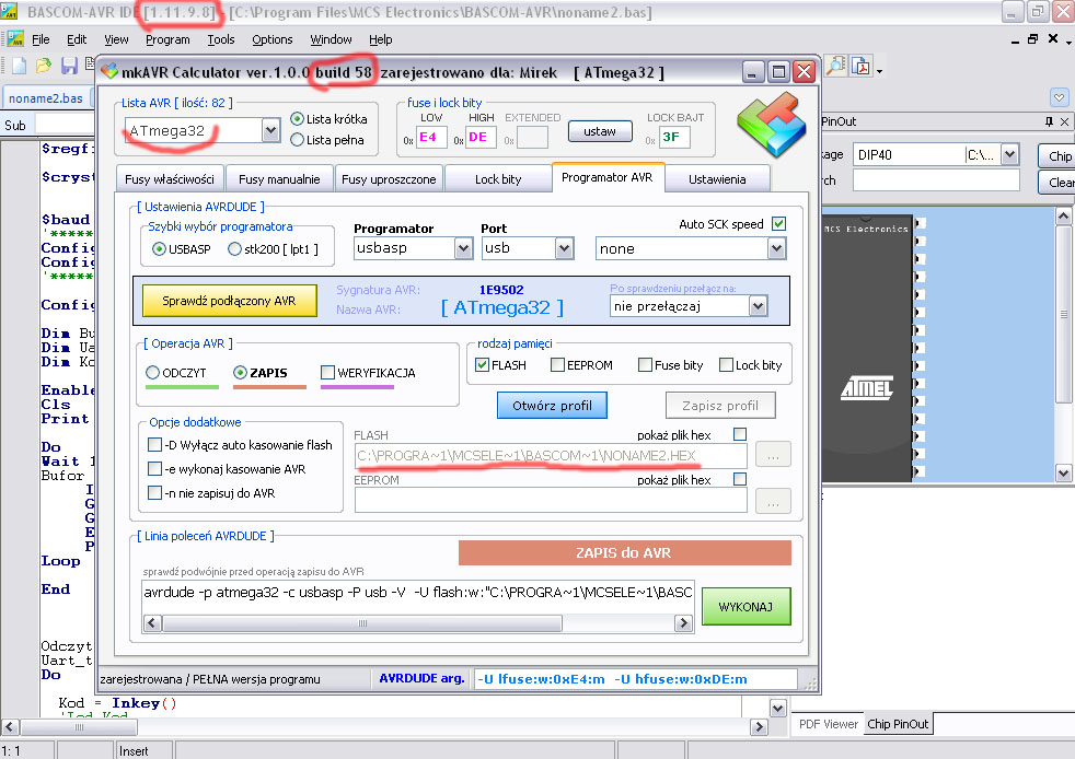 AVR fuse Calculator i programator graficzny z avrdude - 20