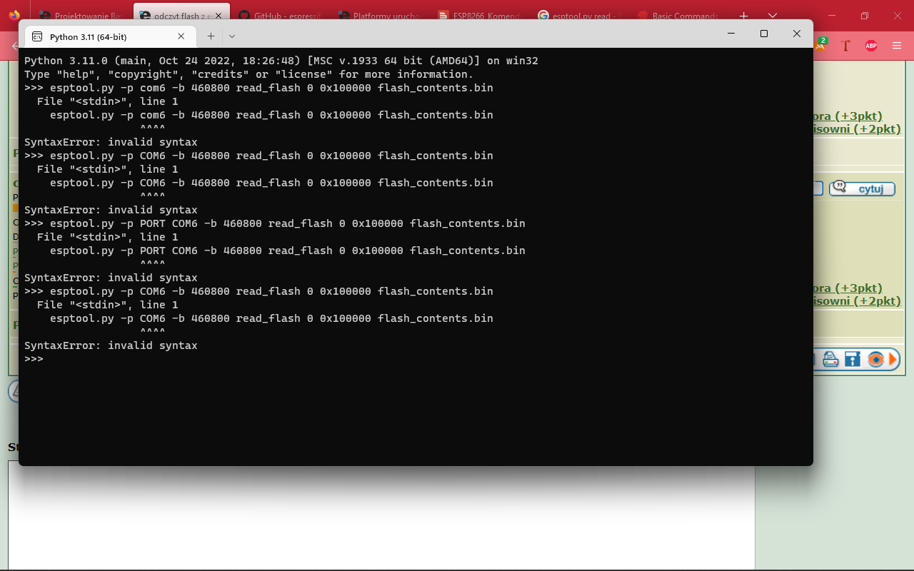 [Solved] Reading flash content from ESP8266 board - project data recovery