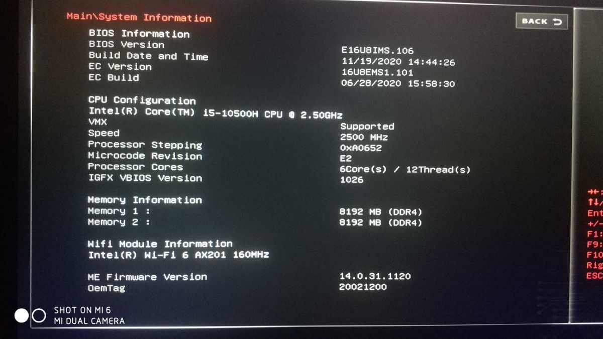 Szczegółowy opis ustawień BIOS MSI Click dla laptopa GL65 z i5 10500H