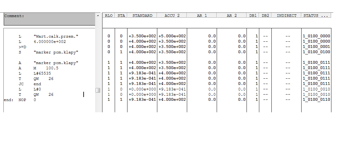 Dziwne zachowanie programu porównania w STL Step 7