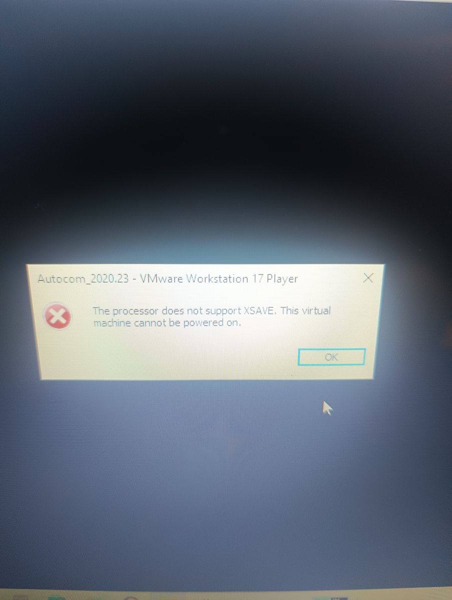 Błąd XSAVE przy uruchamianiu wirtualnej maszyny - jak to naprawić?