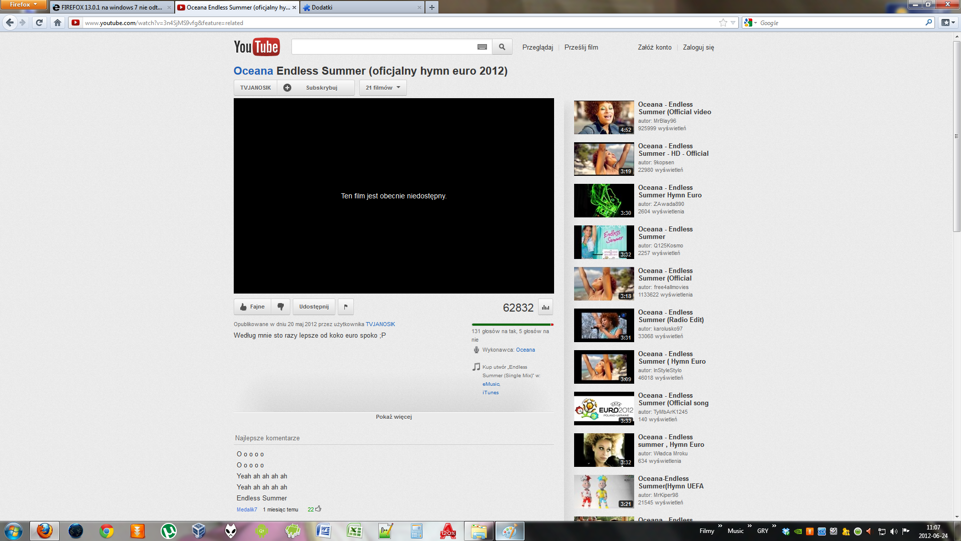 Firefox 13.0.1 na Windows 7 nie odtwarza filmów na YouTube i innych ...