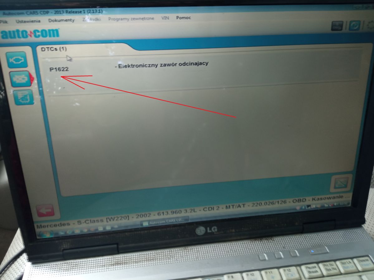 Mercedes W220 320 CDI – lokalizacja zaworu odcinającego P1622 i cewki Y75